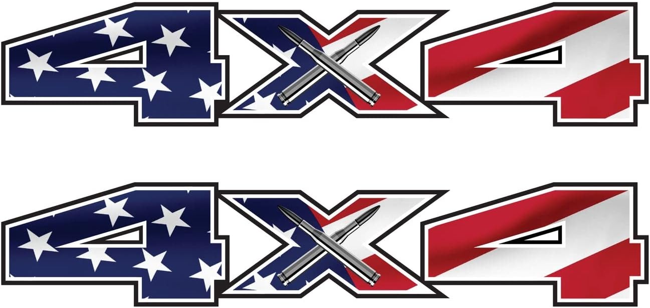Amazon.com - American Flag 4x4 Silverado Sierra Truck Decal Set USA ...