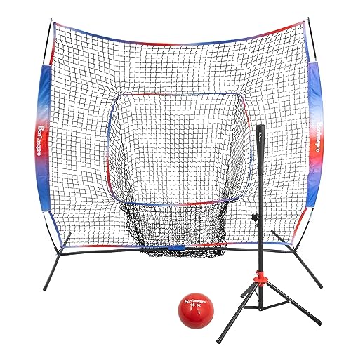 7 Ft X 7 Ft Baseball Softball Practice Hitting Pitching Net Bow Frame ...