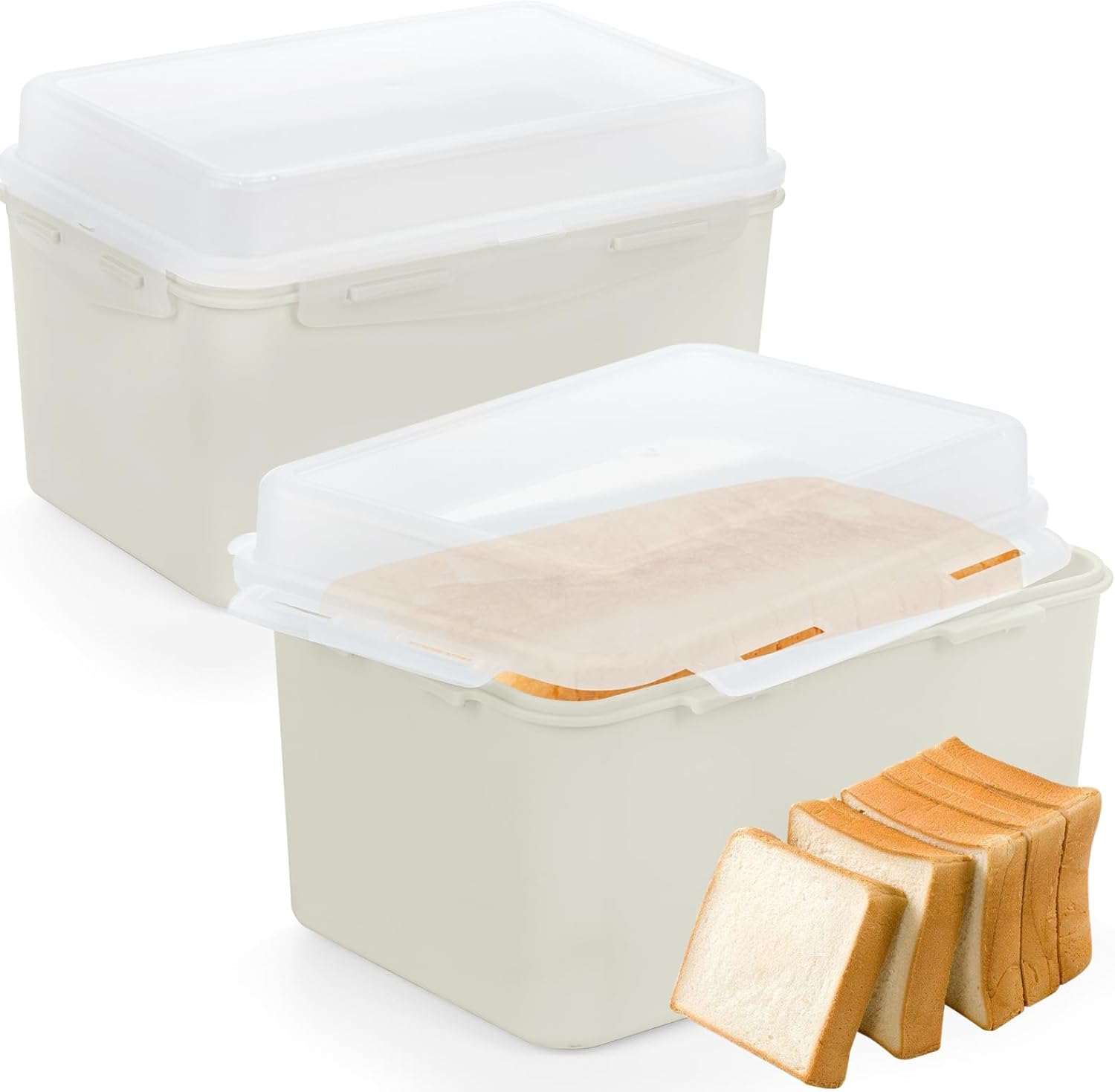 Amazon.com: Cididu 2 Pack Bread Container for Fridge, Airtight Bread ...