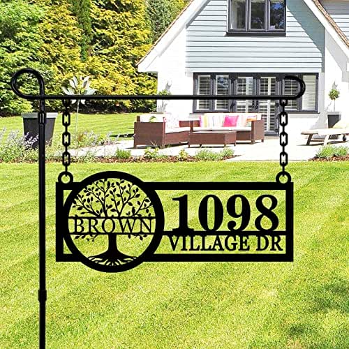 Amazon.com: Custom Hanging Metal Address Sign, Custom Hanging Mailbox ...