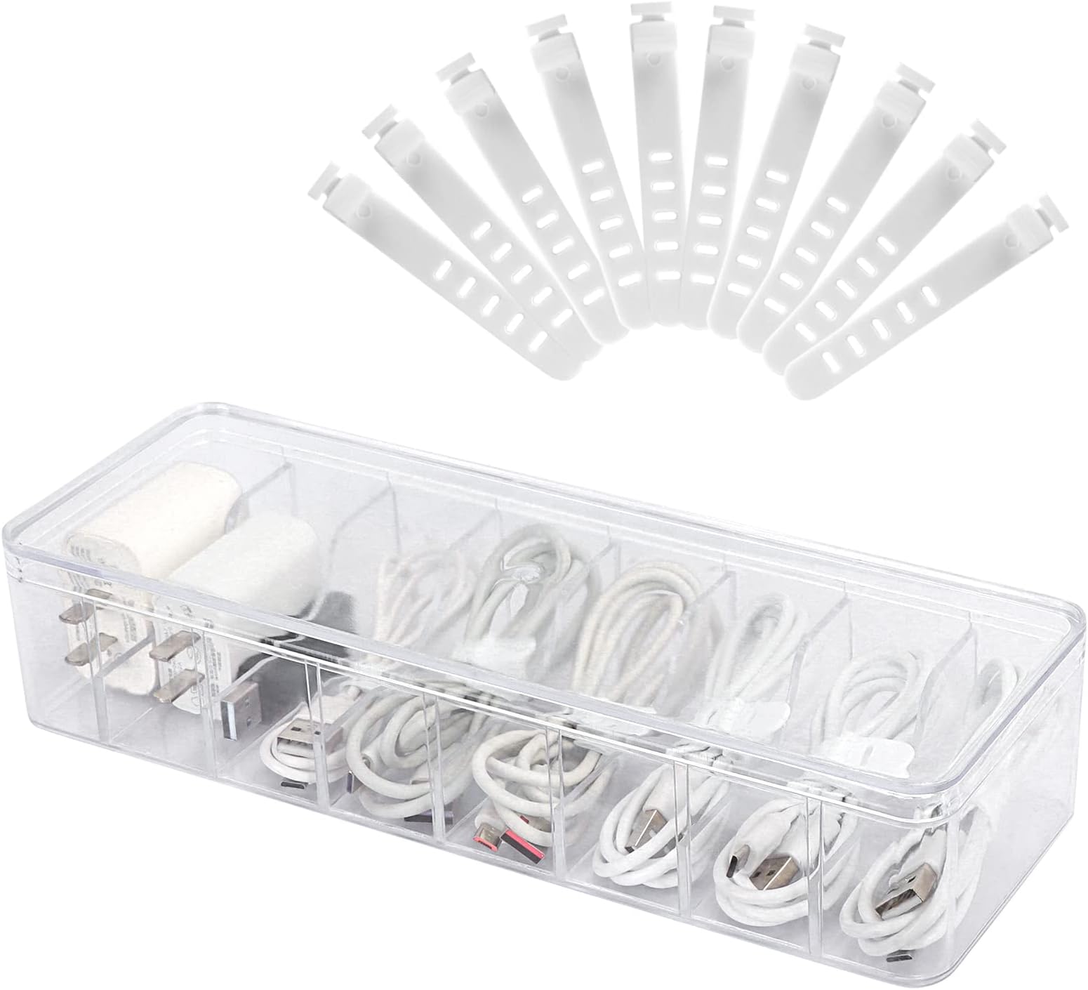 Amazon.com: 6 Pack Cable Organizer Box with 40 Cable Ties Clear Charger ...