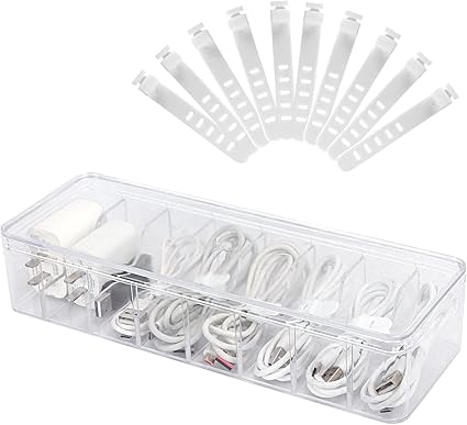 Amazon.com: Songaa Clear Electronics Organizer Box with 10 Wire Ties ...
