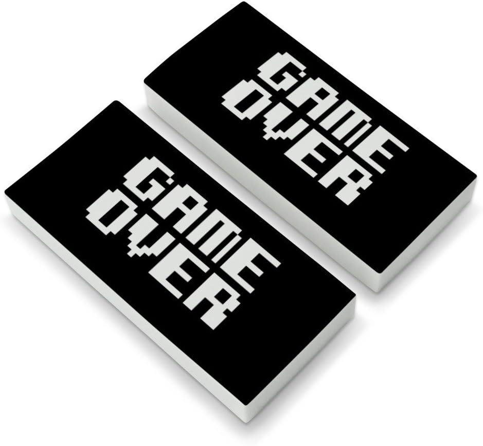 Amazon.com: Game Over Gamer Pixel Font Geek Eraser Set of 2 : Toys & Games