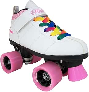 Amazon.com : Chicago Bullet Quad Speed Skates White with Rainbow Laces ...