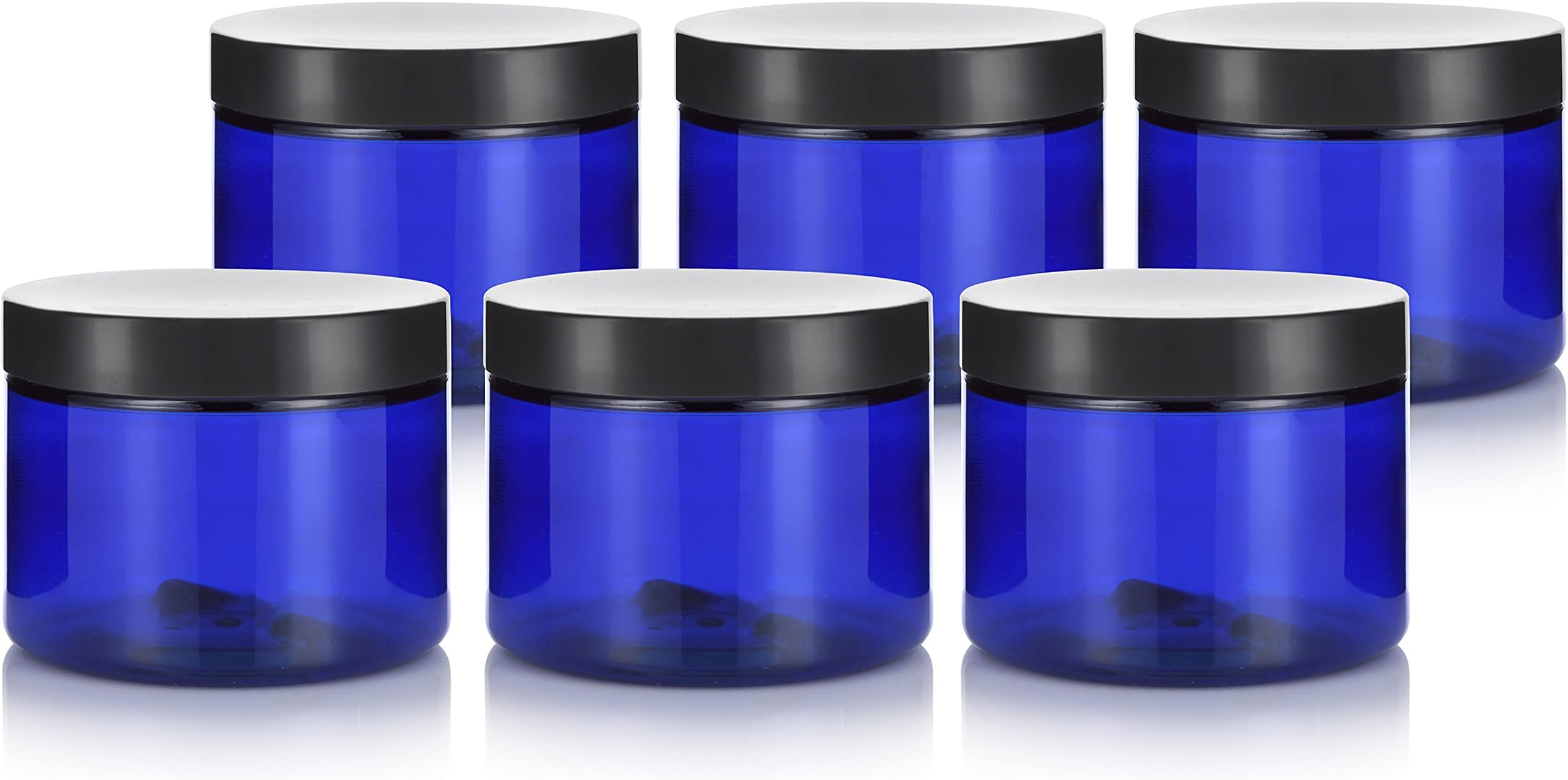 Amazon.com: 2 oz Cobalt Blue PET Plastic Jar with Black Smooth Foam ...