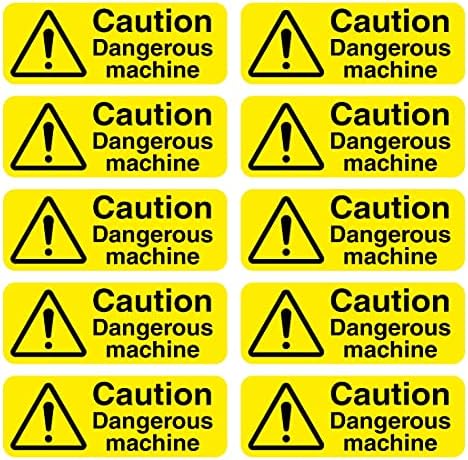 Pack of 10 - Caution dangerous machine safety signs - Size 55mm x 20mm ...