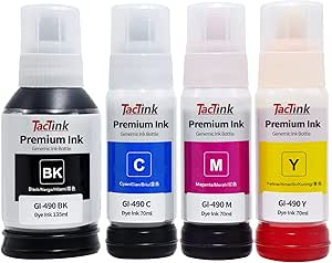 TacTink Gi-490 Ink Bottle 490 Ink Tank Cartridge for Canon Ink GI 490 ...
