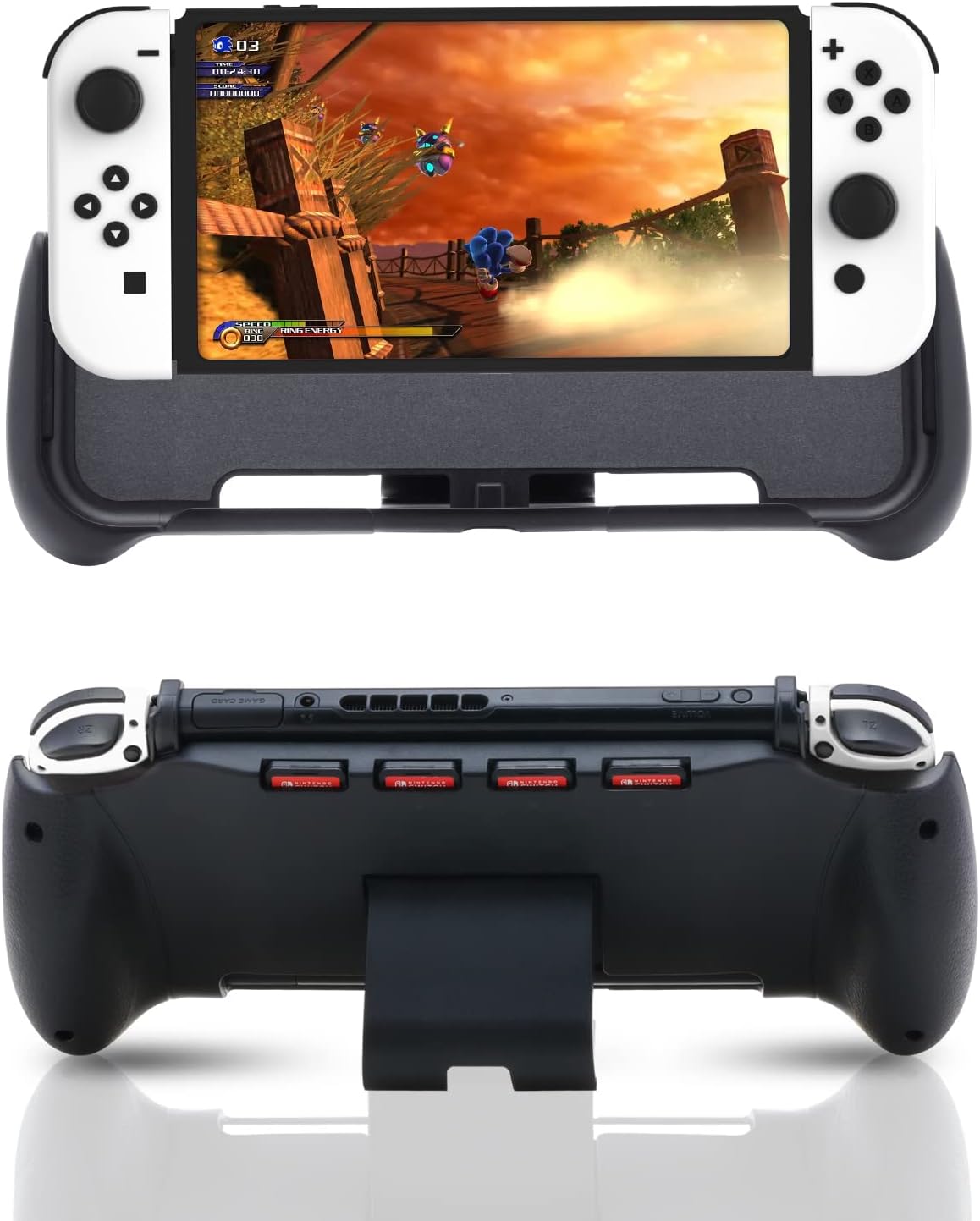 Switch Grip, Ergonomic Switch OLED Grip with Stand and Game Slots ...