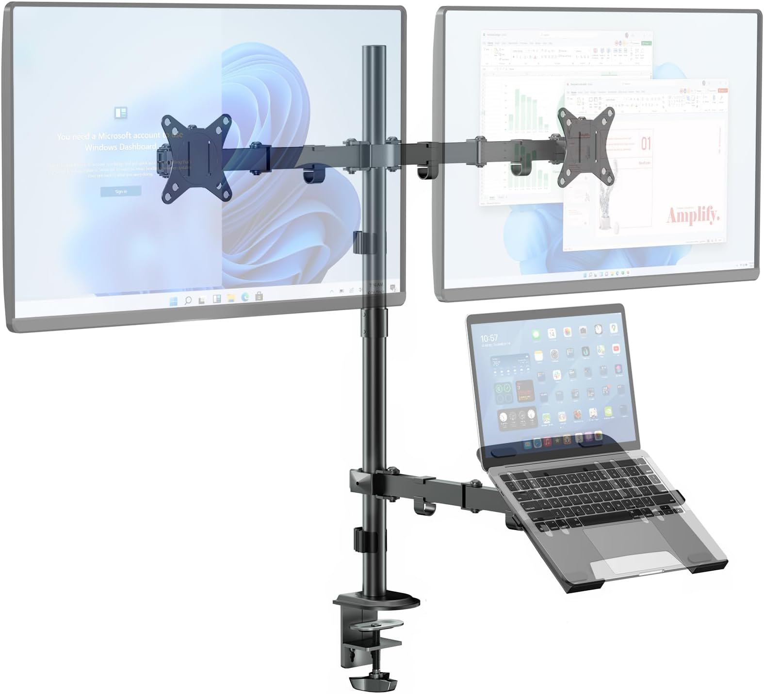 Amazon.com: Dual Monitor Stand and Laptop Mount Fit Two 17 to 32 Inch ...
