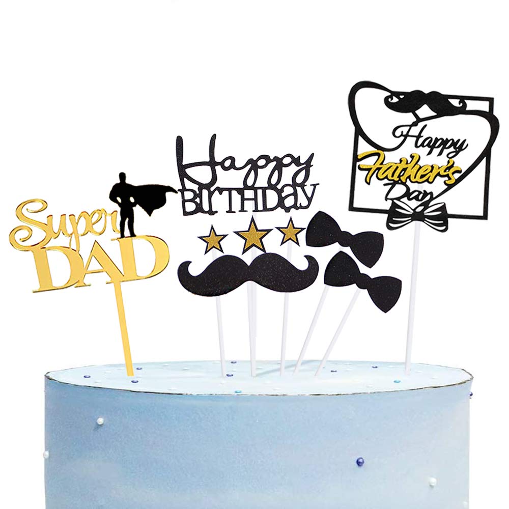 Buy 9 Pcs Happy Birthday / Happy her's Day Super Dad Cake Topper for ...