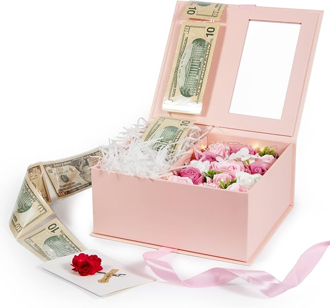 Amazon.com: Money Pull Box for Cash Gift - Gift Box with Lid and Ribbon ...