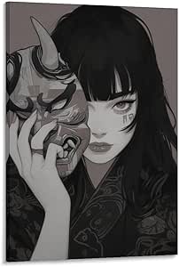 Amazon.com: Anime Cool Retro Japanese Female Samurai Girl Poster Canvas ...