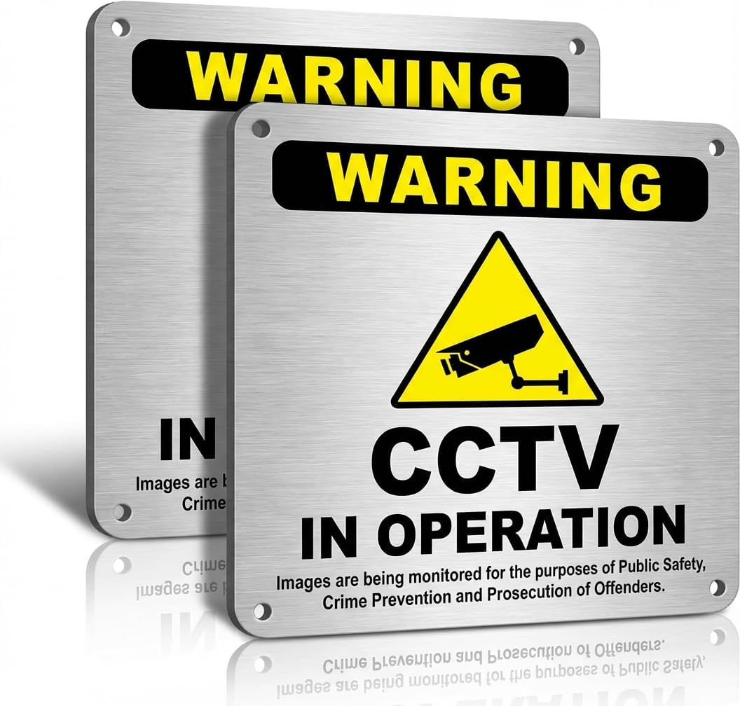 2 Pack Pre-Drilled CCTV Sign 15cm x 15cm CCTV in Operation Sign Self ...