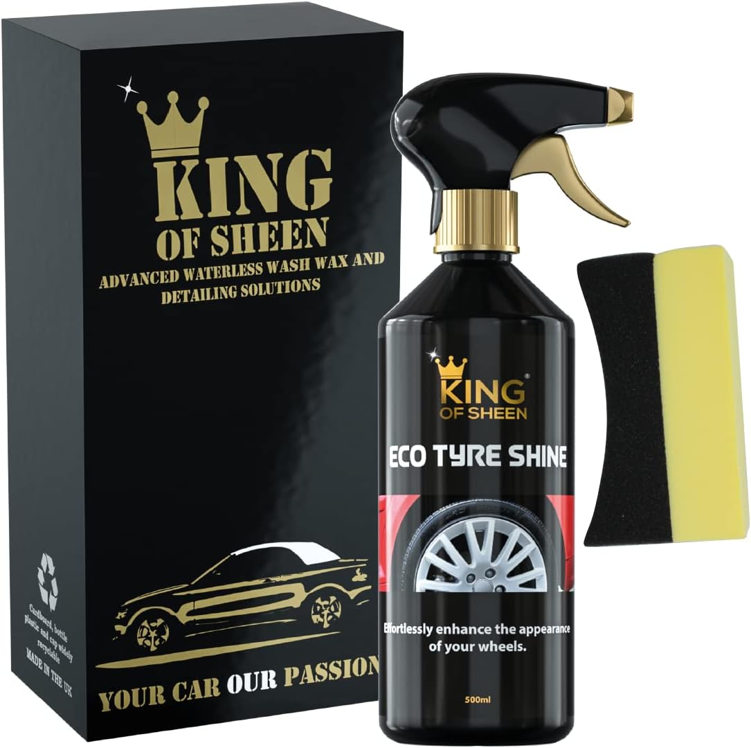 King of Sheen Eco Tyre Shine,Tyre Black and Applicator Sponge ...