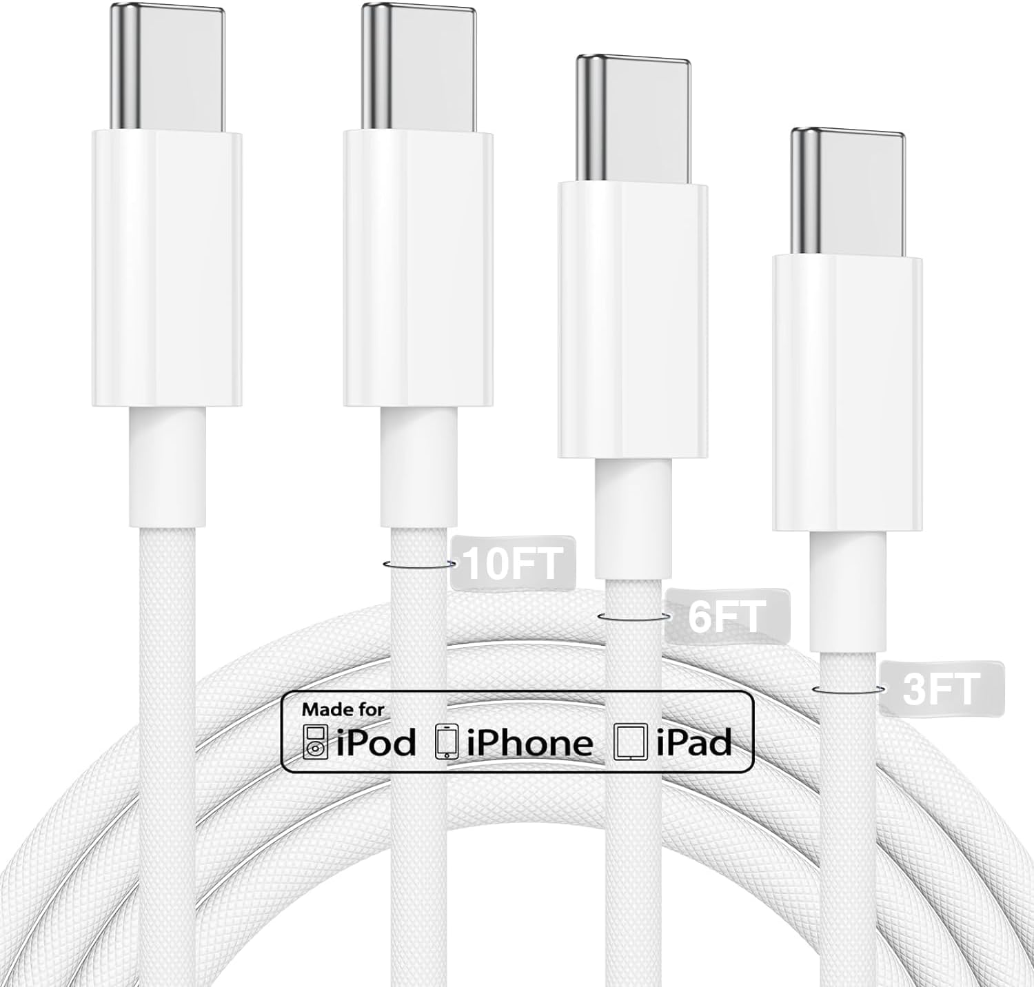 Amazon.com: [3.3Ft+6.6Ft+10Ft] 60W USB C Charge Cable, 3 Pack USB Type ...