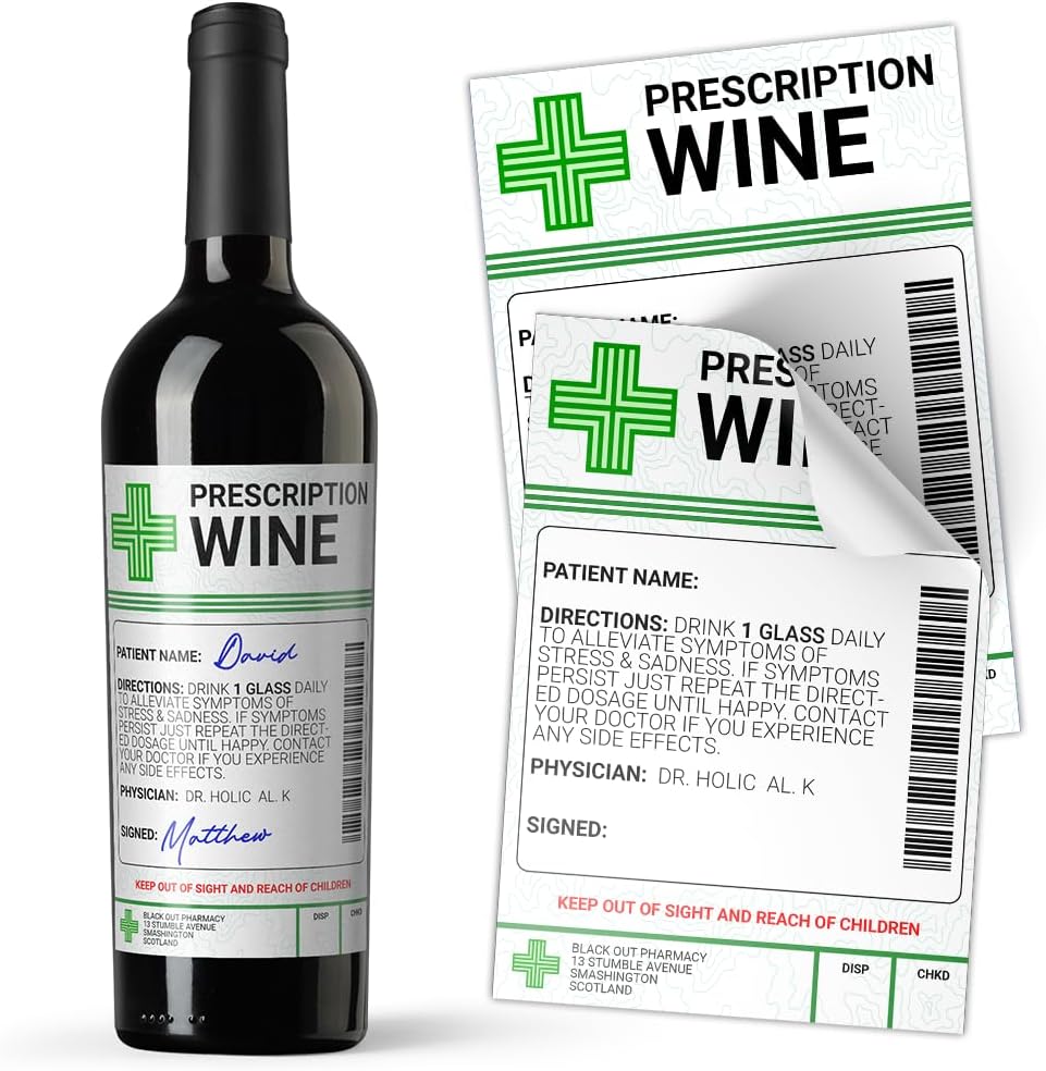 3 X Prescription Alcohol Wine Medical Bottle Gift Funny Drinks Sticker ...