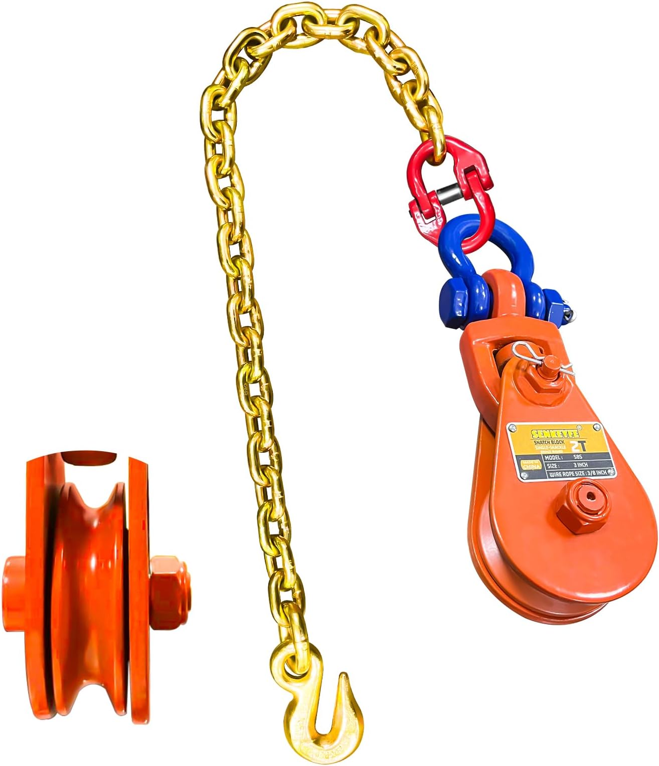 Amazon.com: SENKEYFE 2 Ton Snatch Block with Swivel Shackle and G80 ...