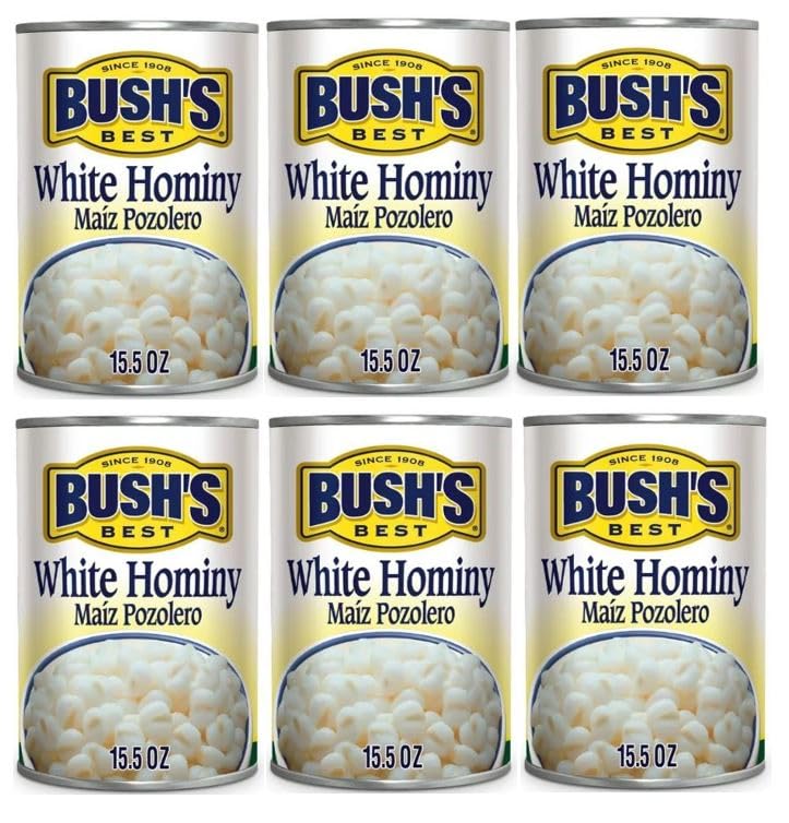Amazon.com : Bush's Best White Hominy, 15oz Can, Pack of 6 : Grocery ...