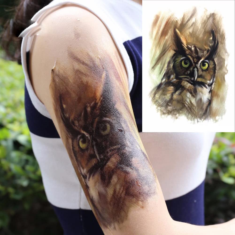 Realistic Owl Face Tattoo