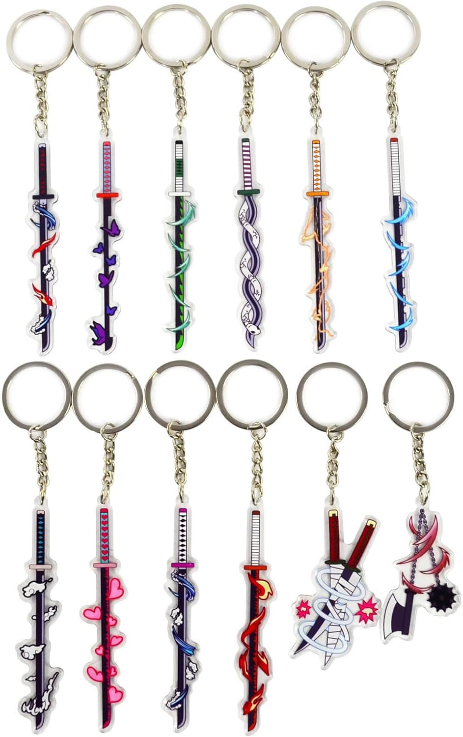 Tugia 12pc Anime Cosplay Uzui Tengen Sword Keychain Set, 12pc Keychain ...