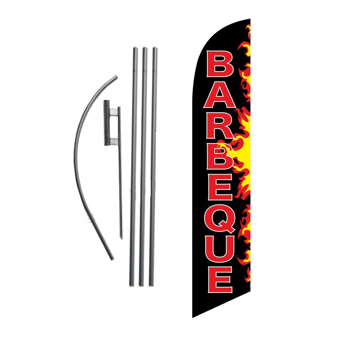 Amazon.com: Barbeque BBQ Flames Feather Banner Swooper Flag Sign with ...