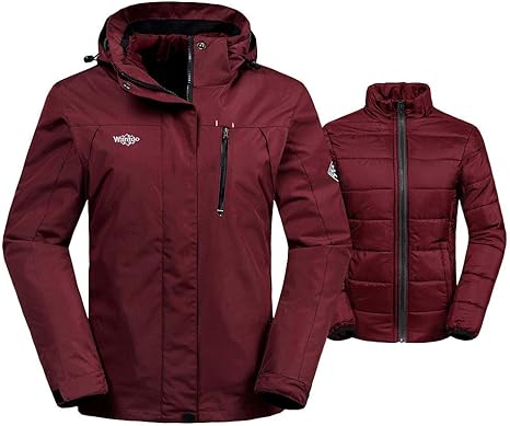 Wantdo Women's Winter Ski Jacket Water Resistant 3-in-1 Jacket Puff ...