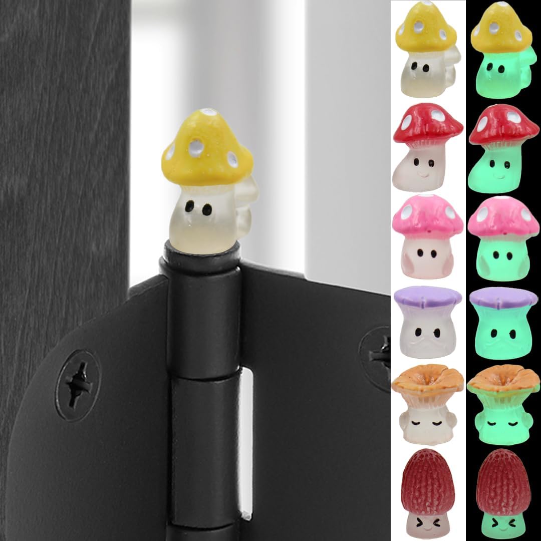 Mushroom Hinge Head Home Decoration Set of 6 - Glow in The Dark Hinge ...
