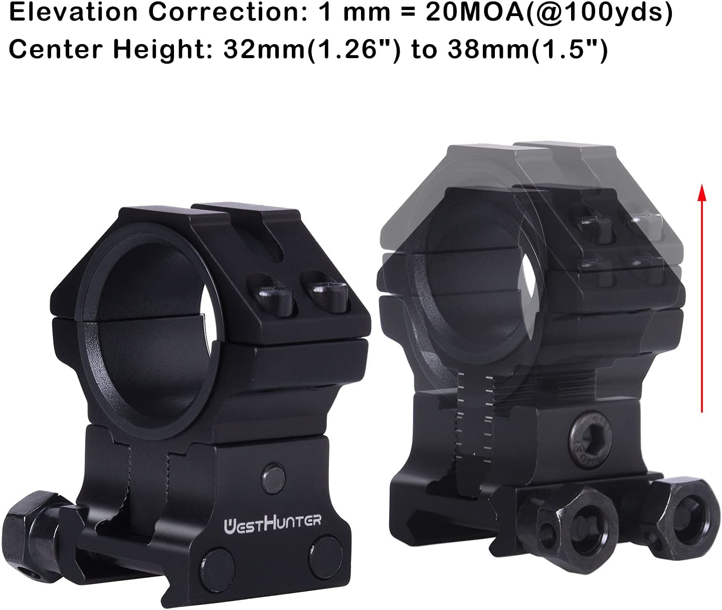 WestHunter Optics Precision Picatinny Scope Rings, 1 Inch 30 mm ...