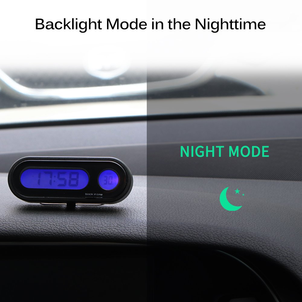 ONEVER Car Clock, Car Digital Clock with Thermometer Mini Vehicle ...