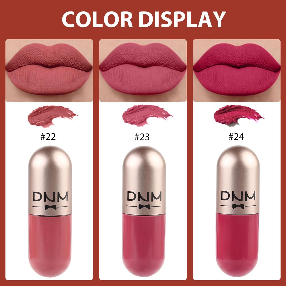 evpct Juego de 3 cápsulas de lápiz labial líquido mate líquido para mujer, color rosa malva ...
