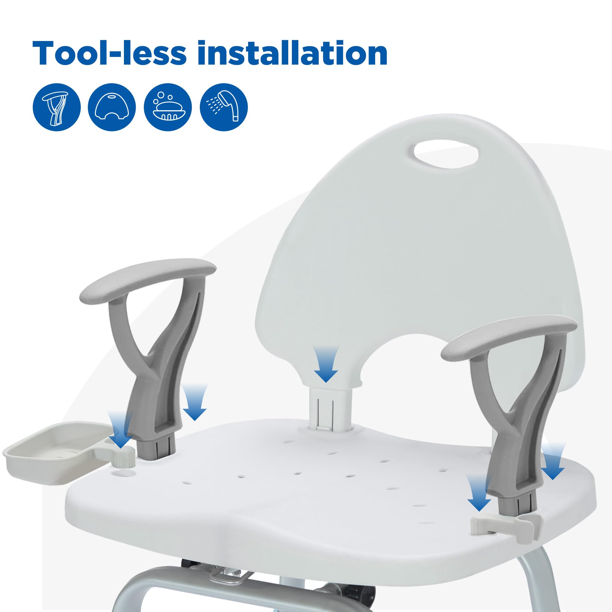 Snapklik.com : Restisland Swivel Shower Chair 450 Lbs, Heavy Duty Bath ...