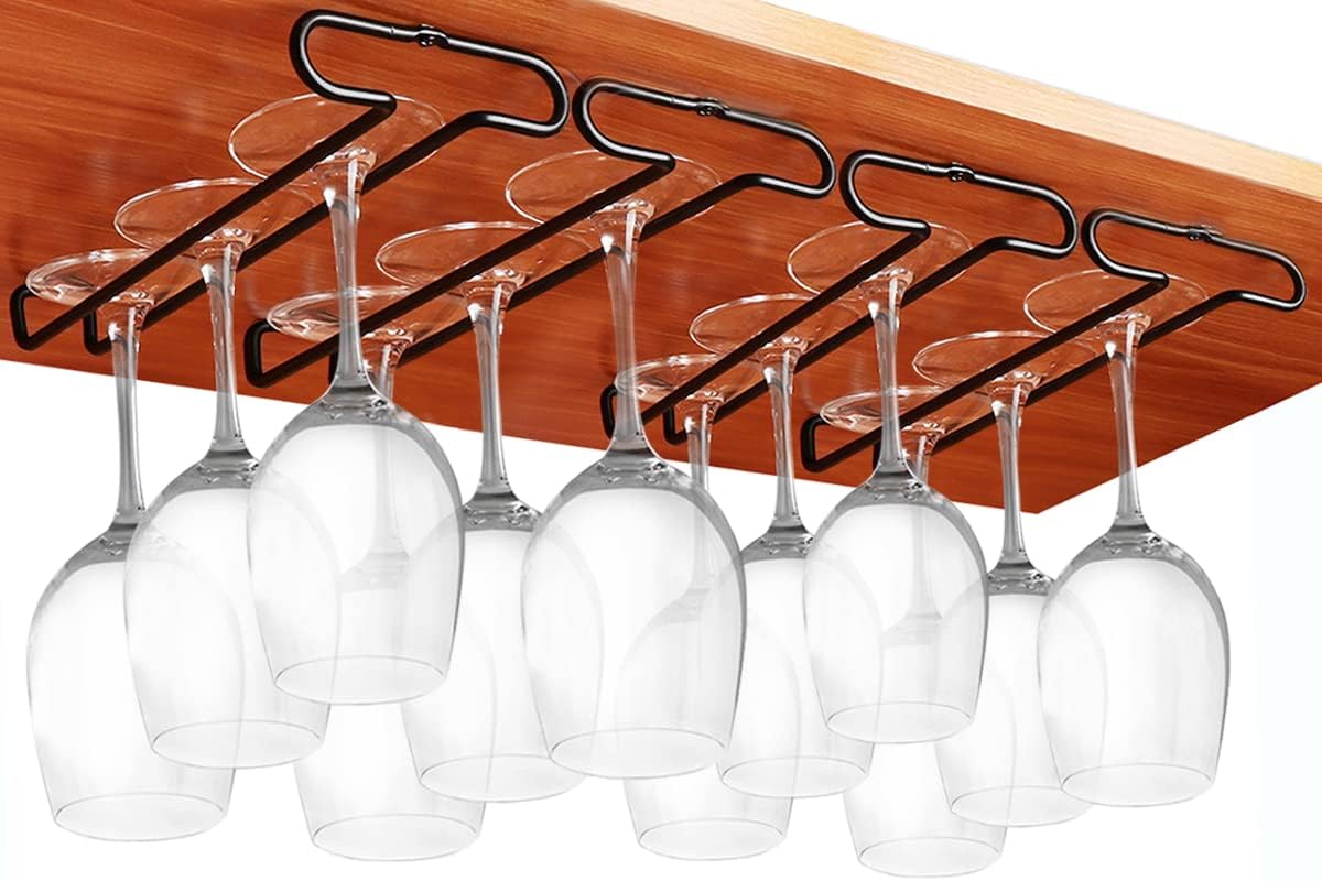 Amazon.com: Yetene 9 Pack 14 Inch Black Wine Glass Rack Hanging Under ...