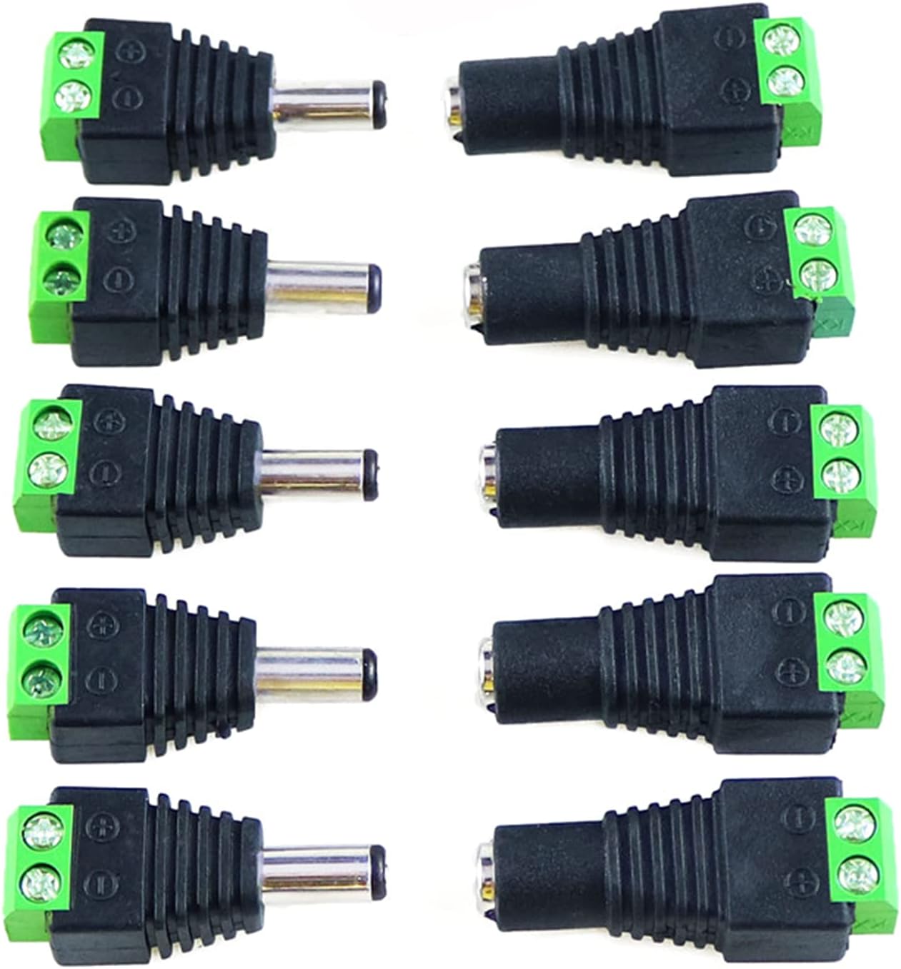 10 Stück 5,5 mm x 2,1 mm Männlich und Weiblich DC-Stecker Buchse ...