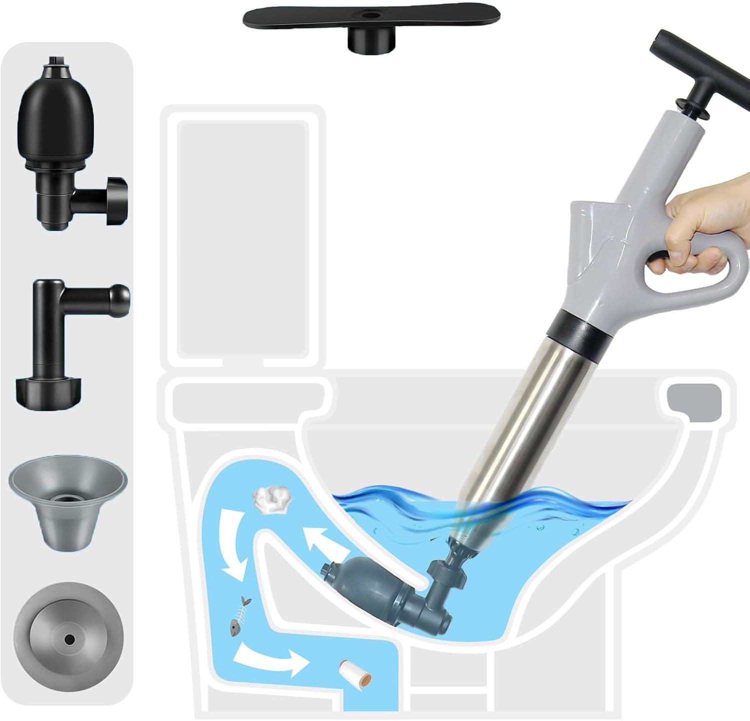 Amazon.com: hyhenlil Plunger Toilet Pneumatic Drain Cleaner with Real ...