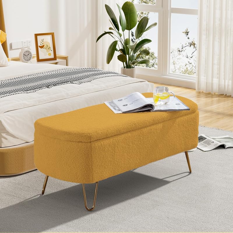 Amazon.com: Nolohoo Storage Ottoman Bench for Bedroom, Sherpa ...