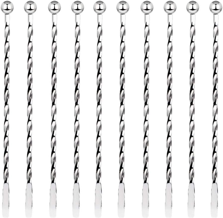DECARETA Stainless Steel Stirrers 10 pcs Metal Stir Mixing Drinks 7.5 ...