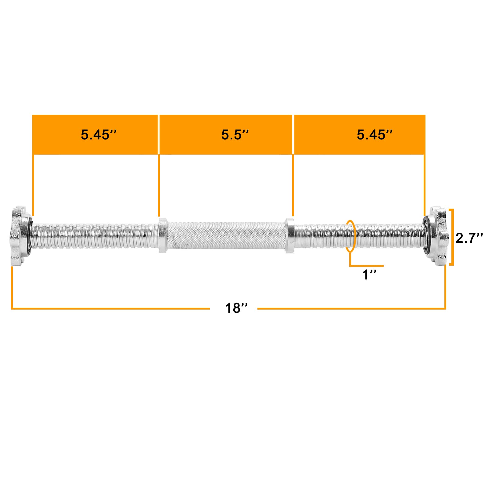 Snapklik.com : Threaded Dumbbell Chrome Handles 1 Inch Pair, 18 ...