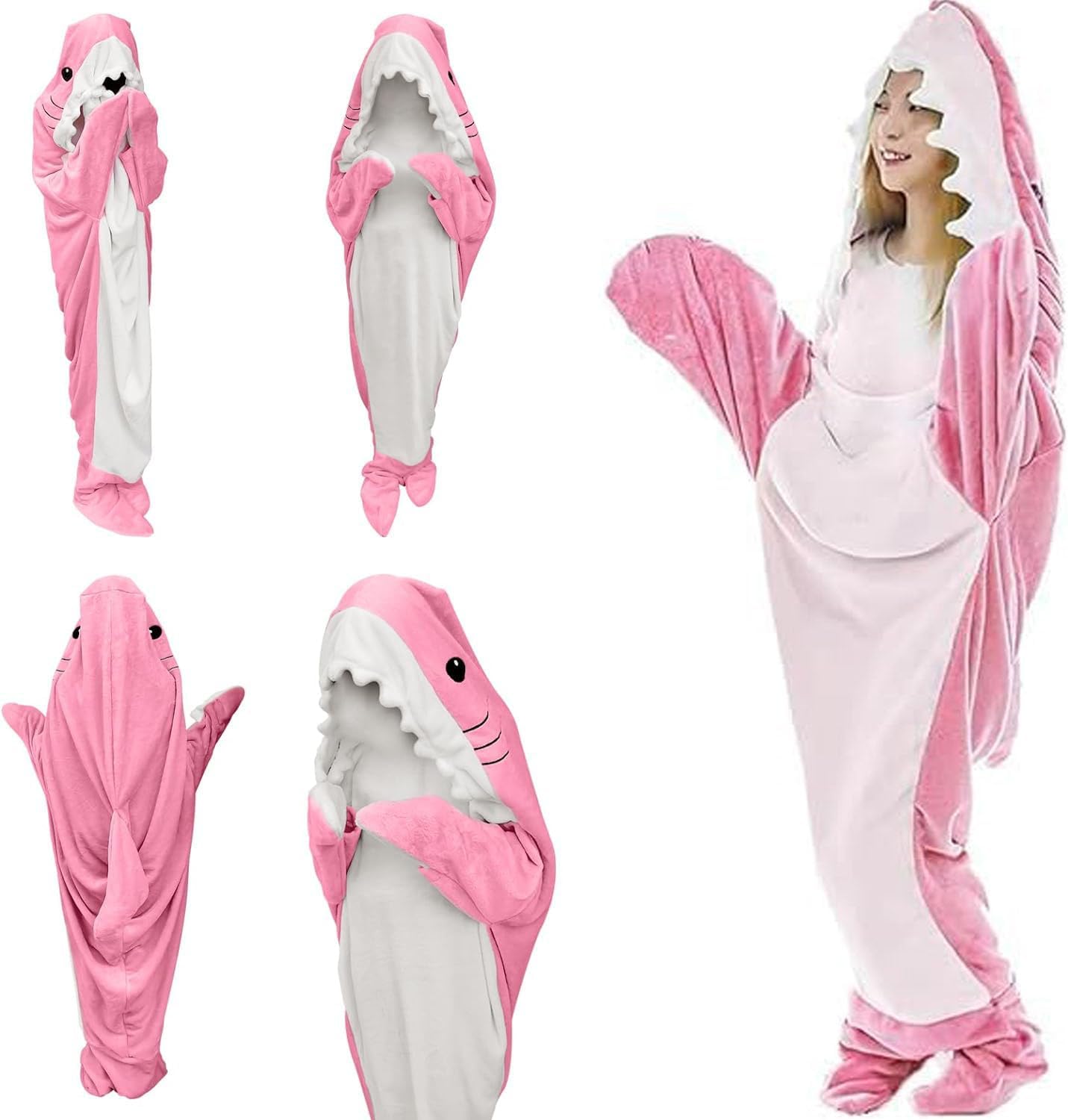 Shark Blanket Onesie for Adults Kids, Soft Cozy Flannel Shark Hoodie ...