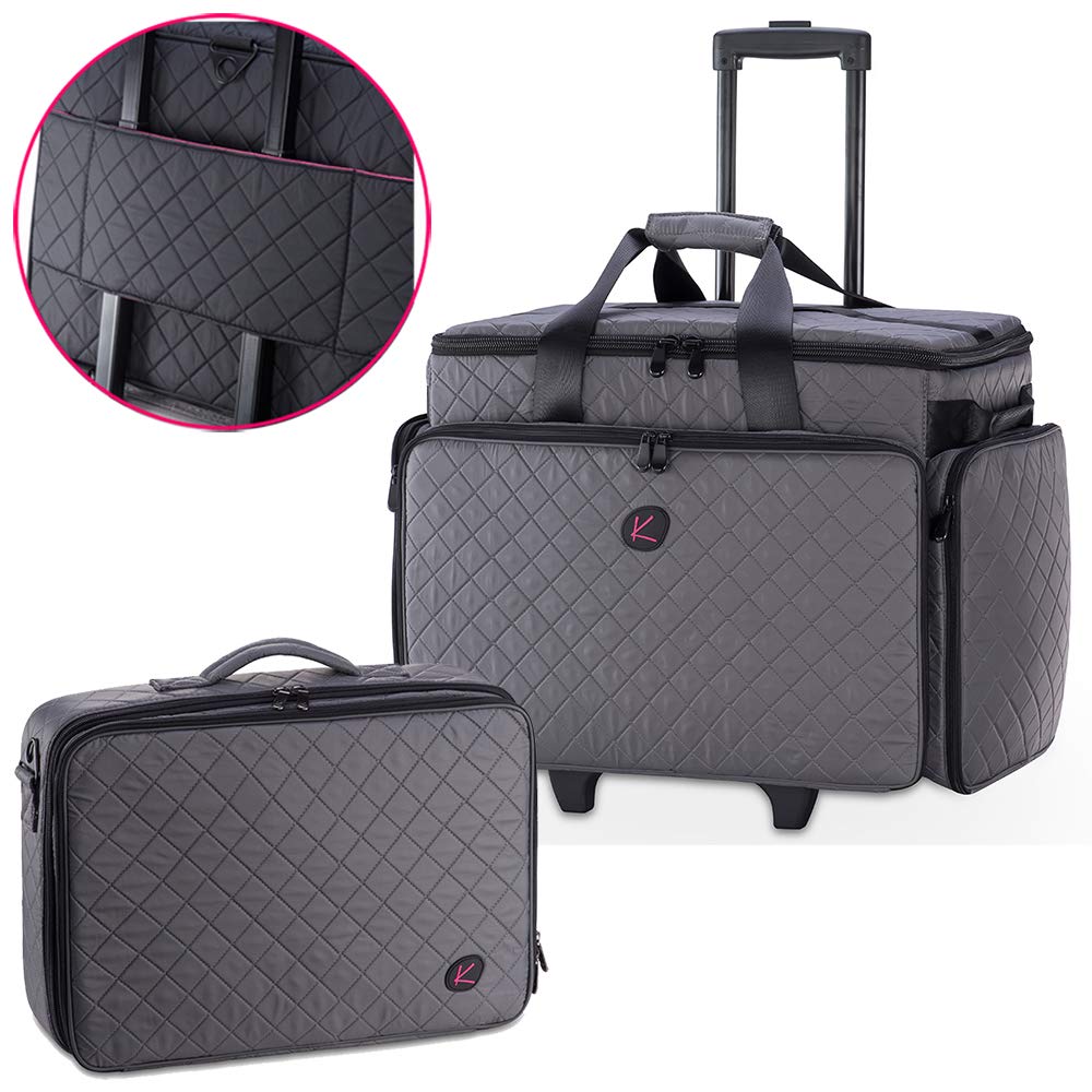Amazon.com : KIOTA - 2 in 1 Makeup Artist Case Set on Wheels, Soft ...