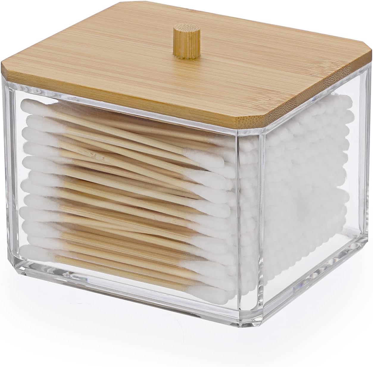 Amazon.com: NAGU Acrylic Qtip Holder with Bamboo Lid, Clear Small ...