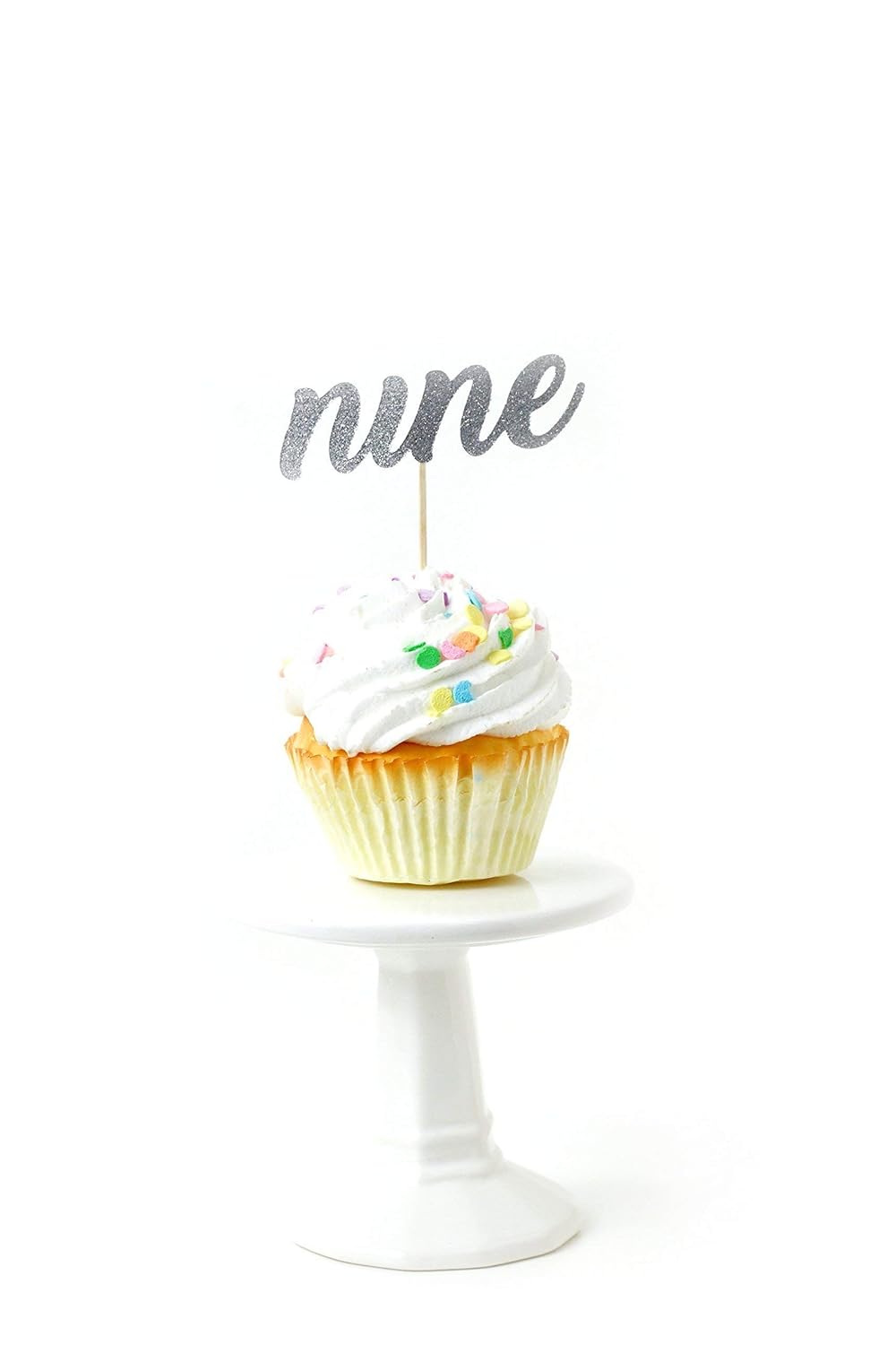 Amazon.com: Number NINE Silver Glitter Cupcake Toothpick Toppers ...