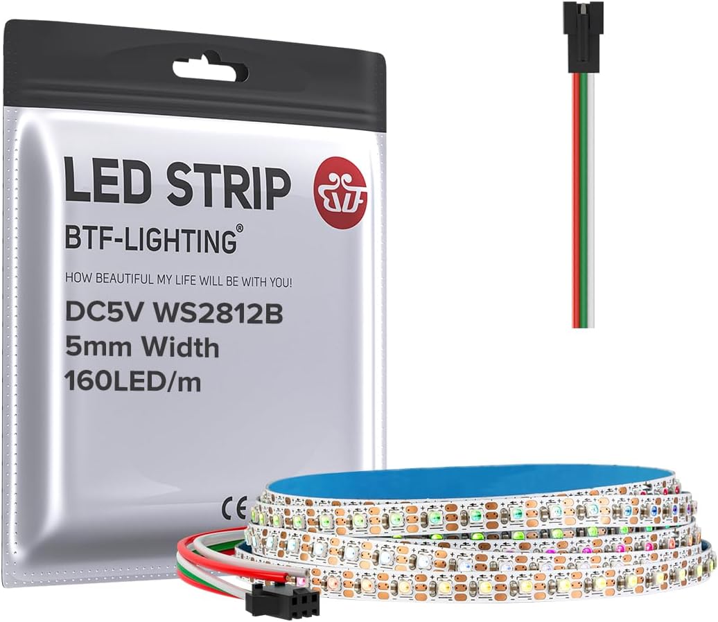 Amazon.com: BTF-LIGHTING WS2812B IC RGB 5mm Ultra Narrow LED Strip ...