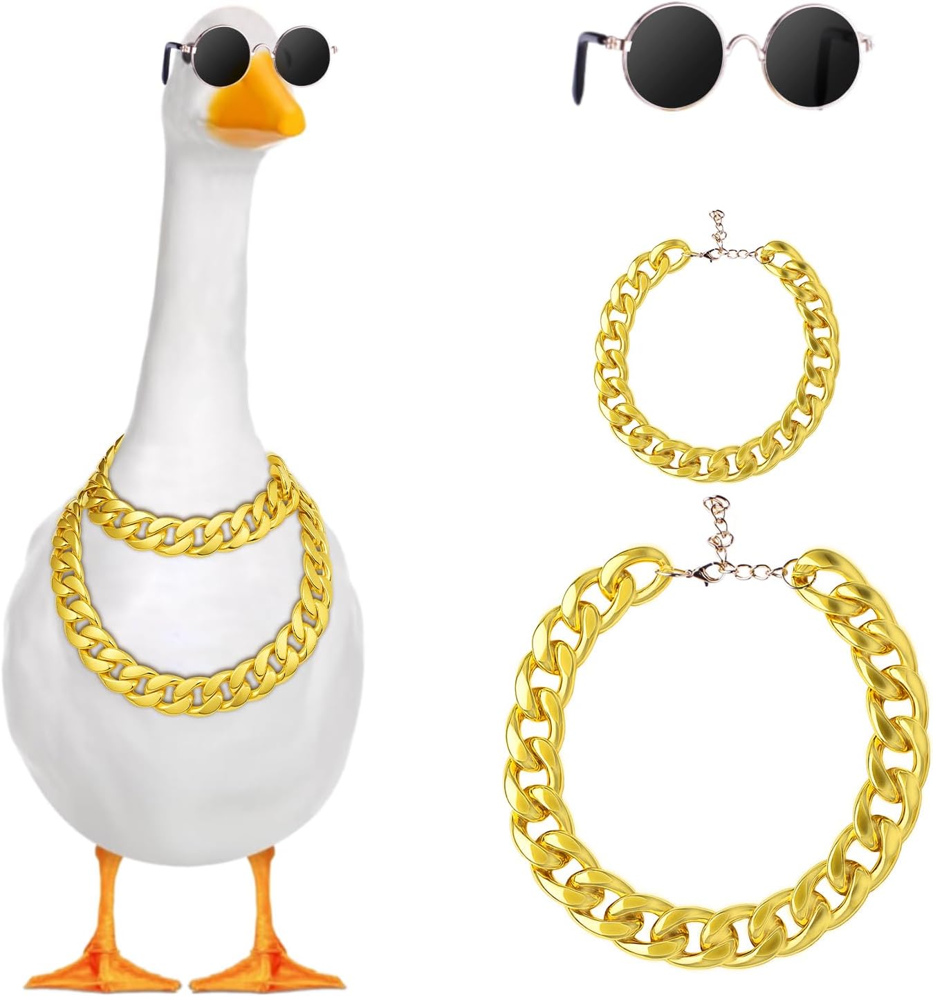 Amazon.com: Chain Collar and Sunglasses Porch Goose Outfits, Hiphop ...