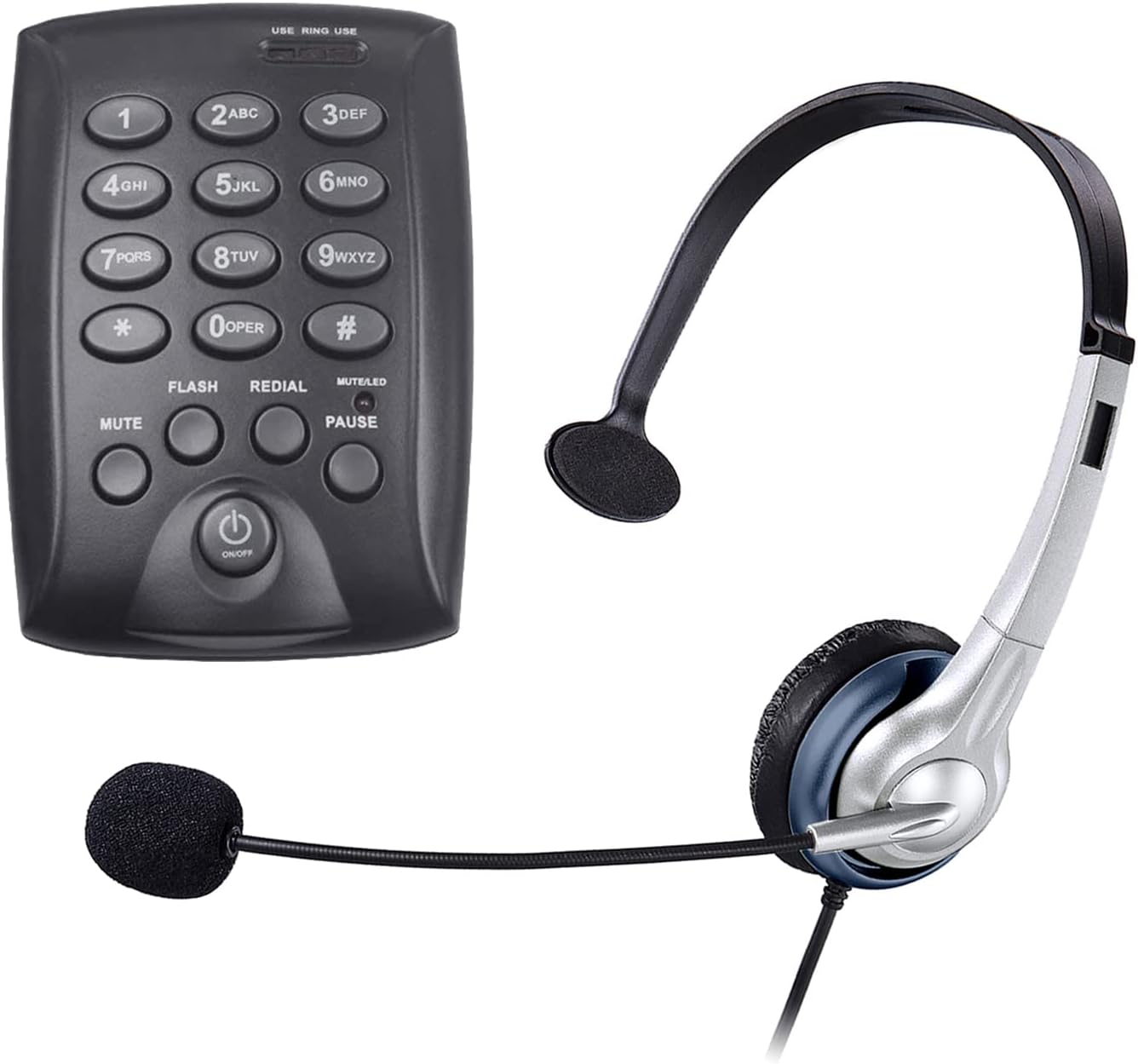 Voistek Corded Dialpad Headset Telephone with Tone Dial Keypad & Mono ...