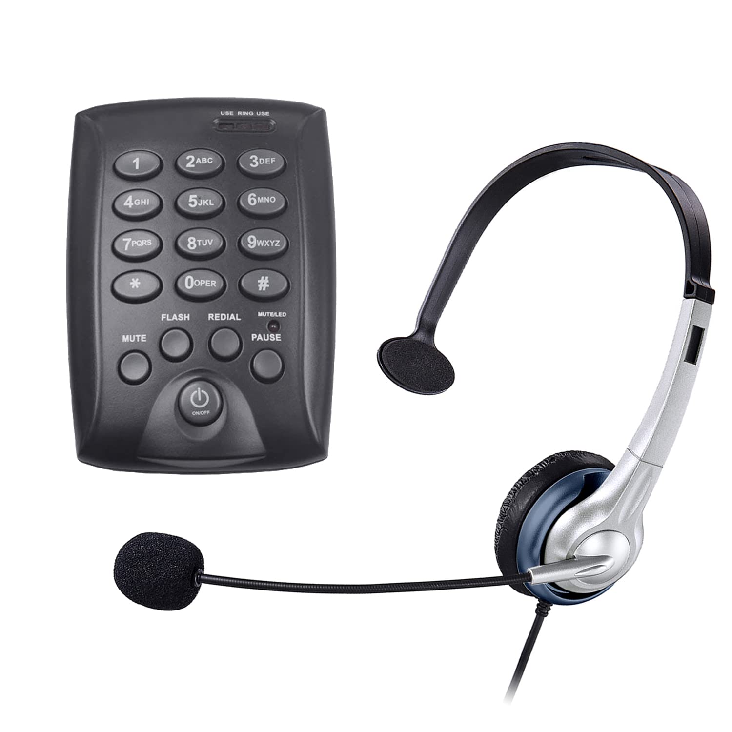 Voistek Corded Dialpad Headset Telephone with Tone Dial Keypad & Mono ...