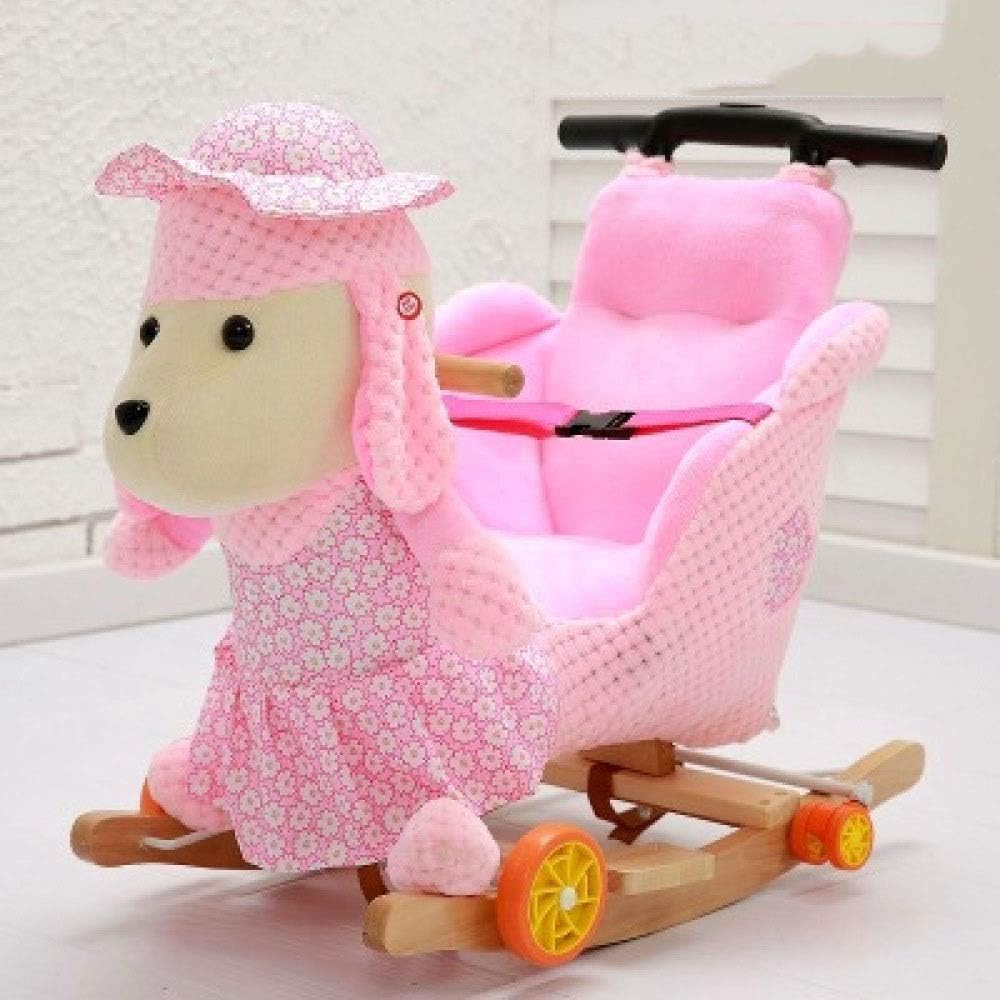 Amazon.com: Rocking Horse Wooden, 2 in 1 Plush with Wheels,Baby Rocker ...