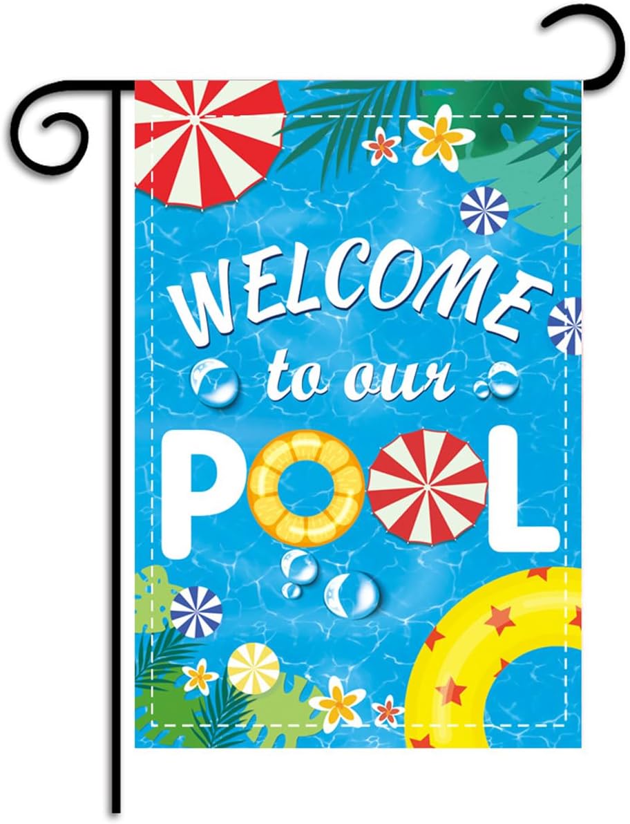 Amazon.com: GORWERY Summer Garden Flags for Outside,Welcome to Our Pool ...