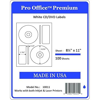 Amazon.com : 200 CD/DVD Labels Blank Labels Brand. Compatible 5931 Size ...