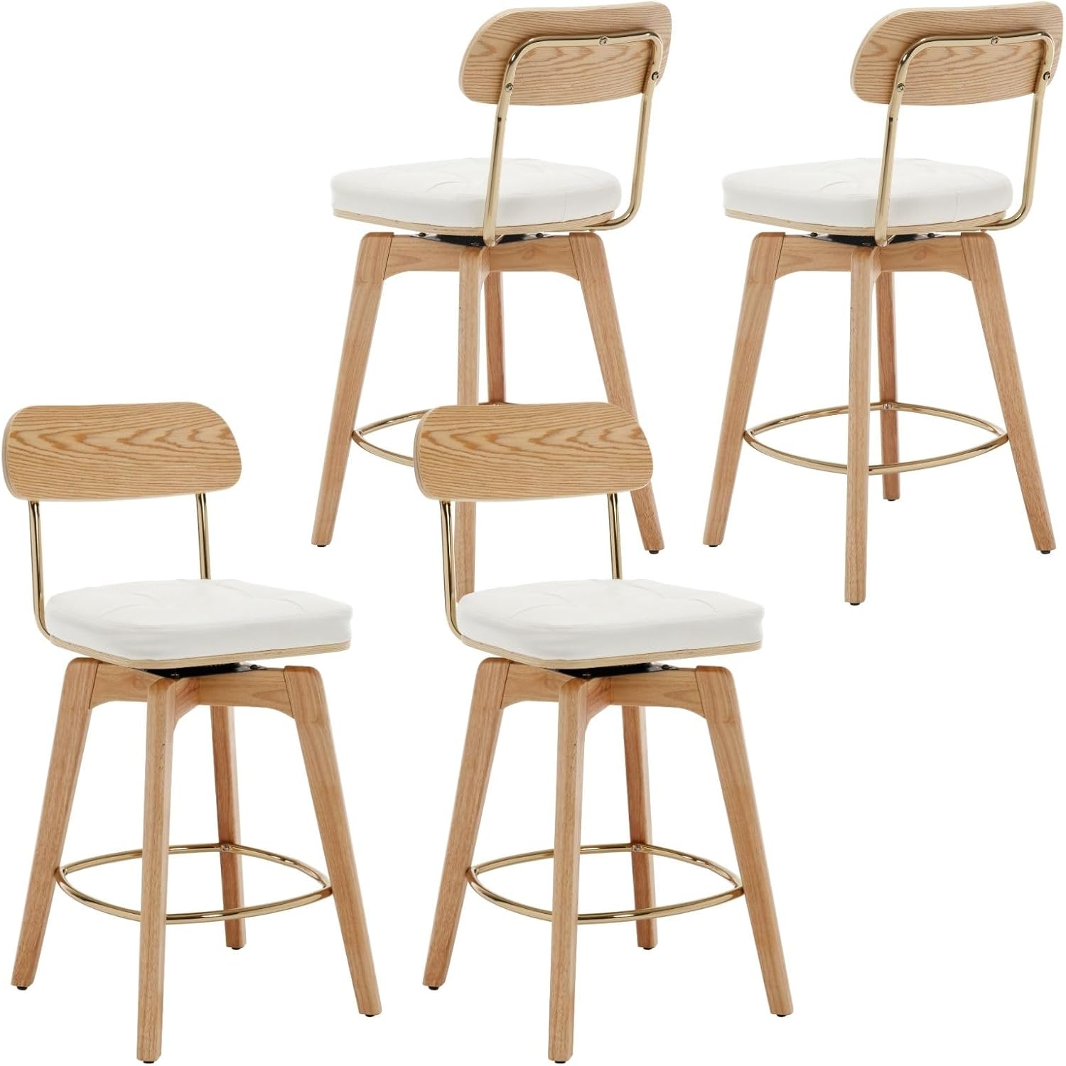 Amazon.com: LukeAlon PU Leather Swivel Counter Stools Set of 4, Modern ...