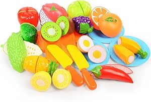 Play Food Set for Kids, 18PCS Cutting Pretend Play Food Toys, Pretend ...